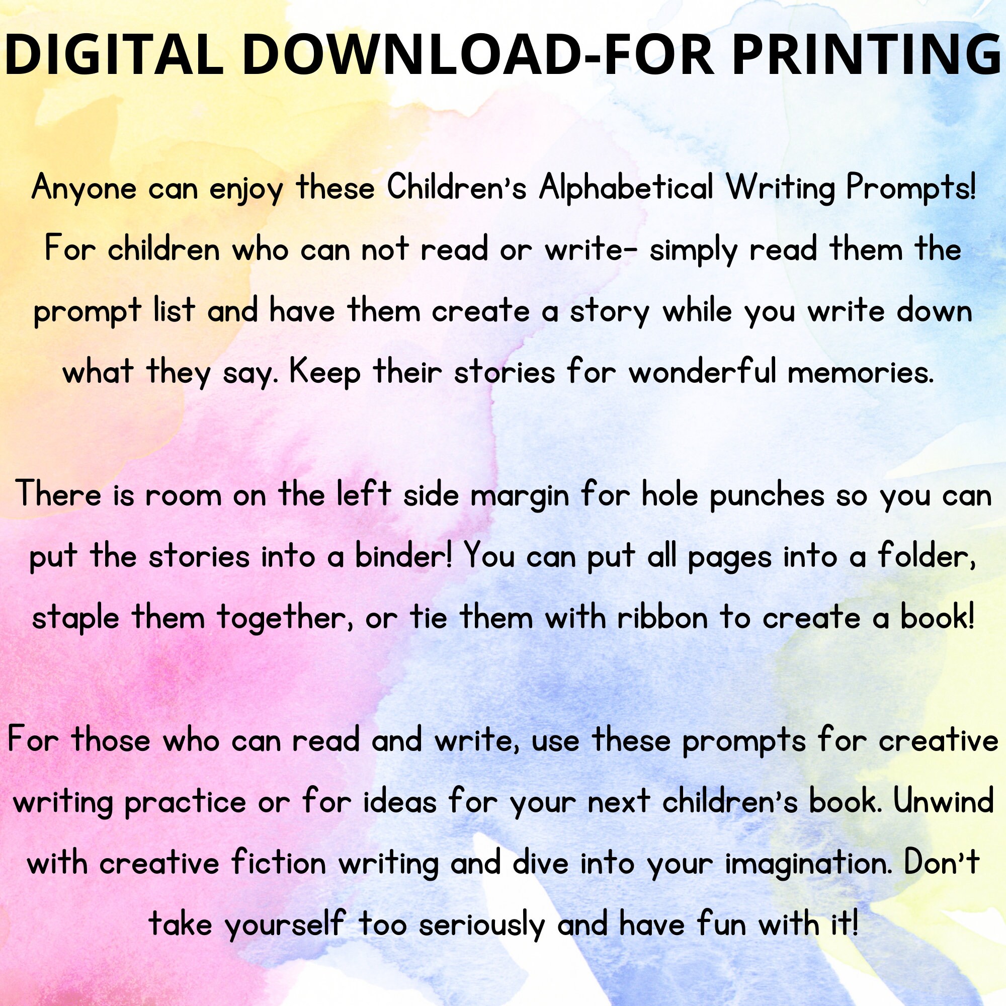 Kids Stories Writing Prompts/childrens Book Ideas Adult Author Prompt ...