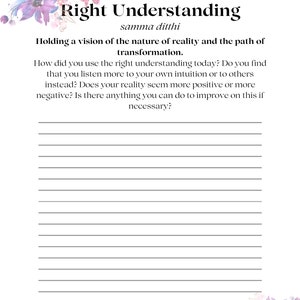 Buddhism Eightfold Path Self Reflective Journal Prompts Buddhist ...