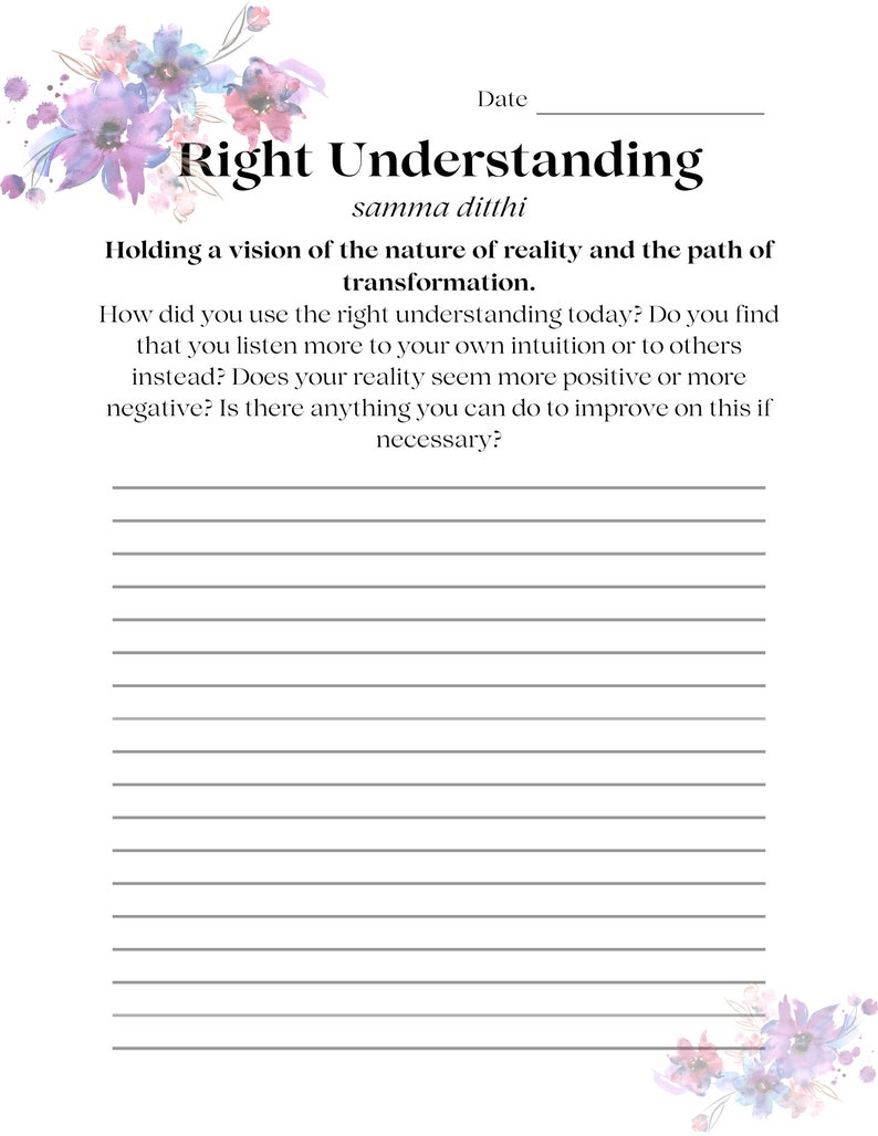 Buddhism Eightfold Path Self Reflective Journal Prompts Buddhist ...