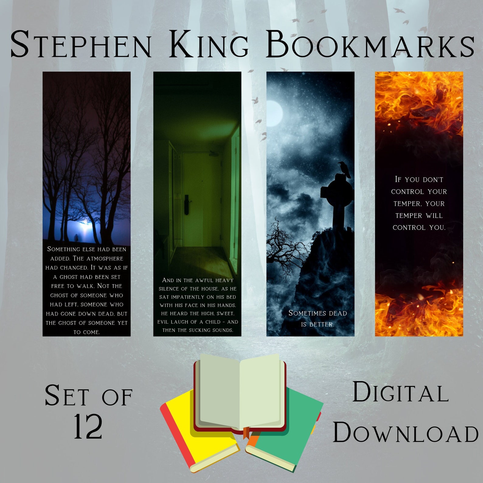 Printable Stephen King Bookmarks Set of 12/ Author Bookmark / Writer ...