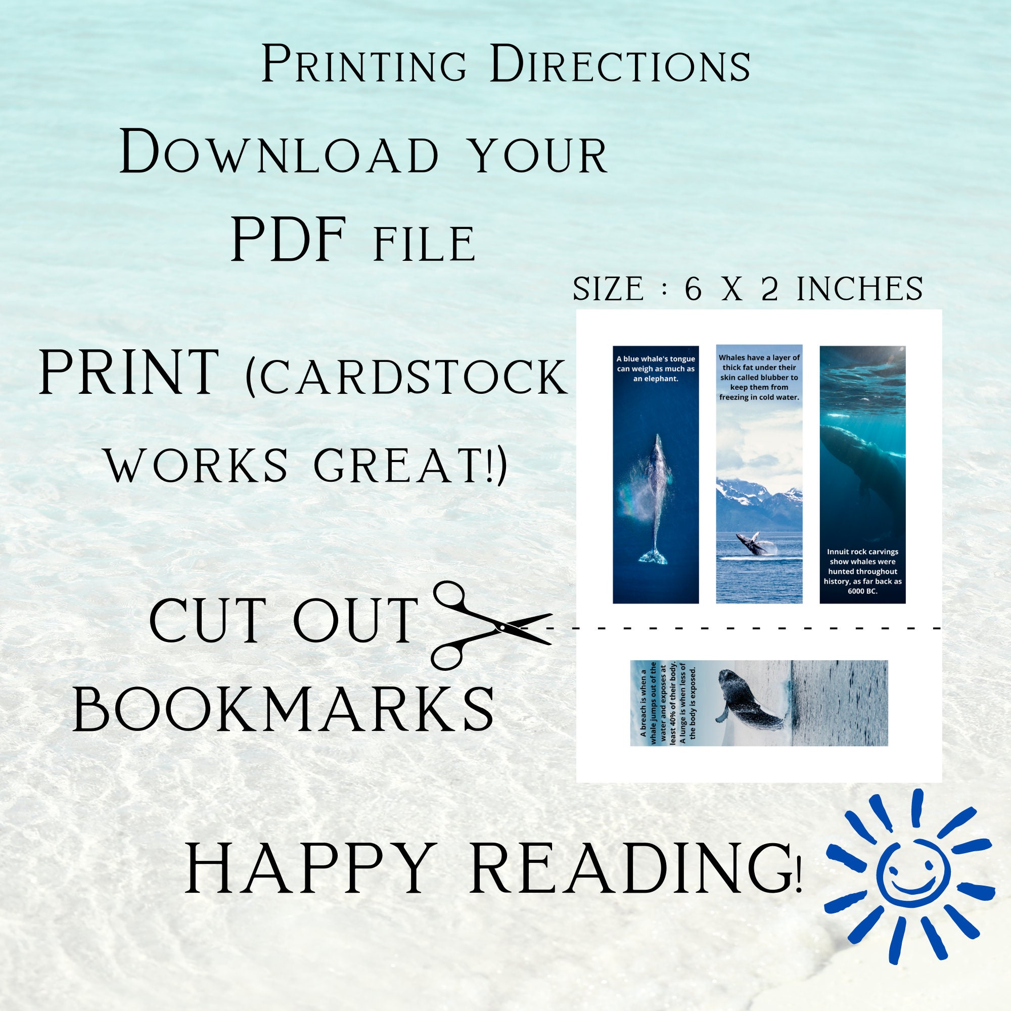 Whale Fact Printable Bookmarks Whales Bookmark Ocean Animals Mammals ...