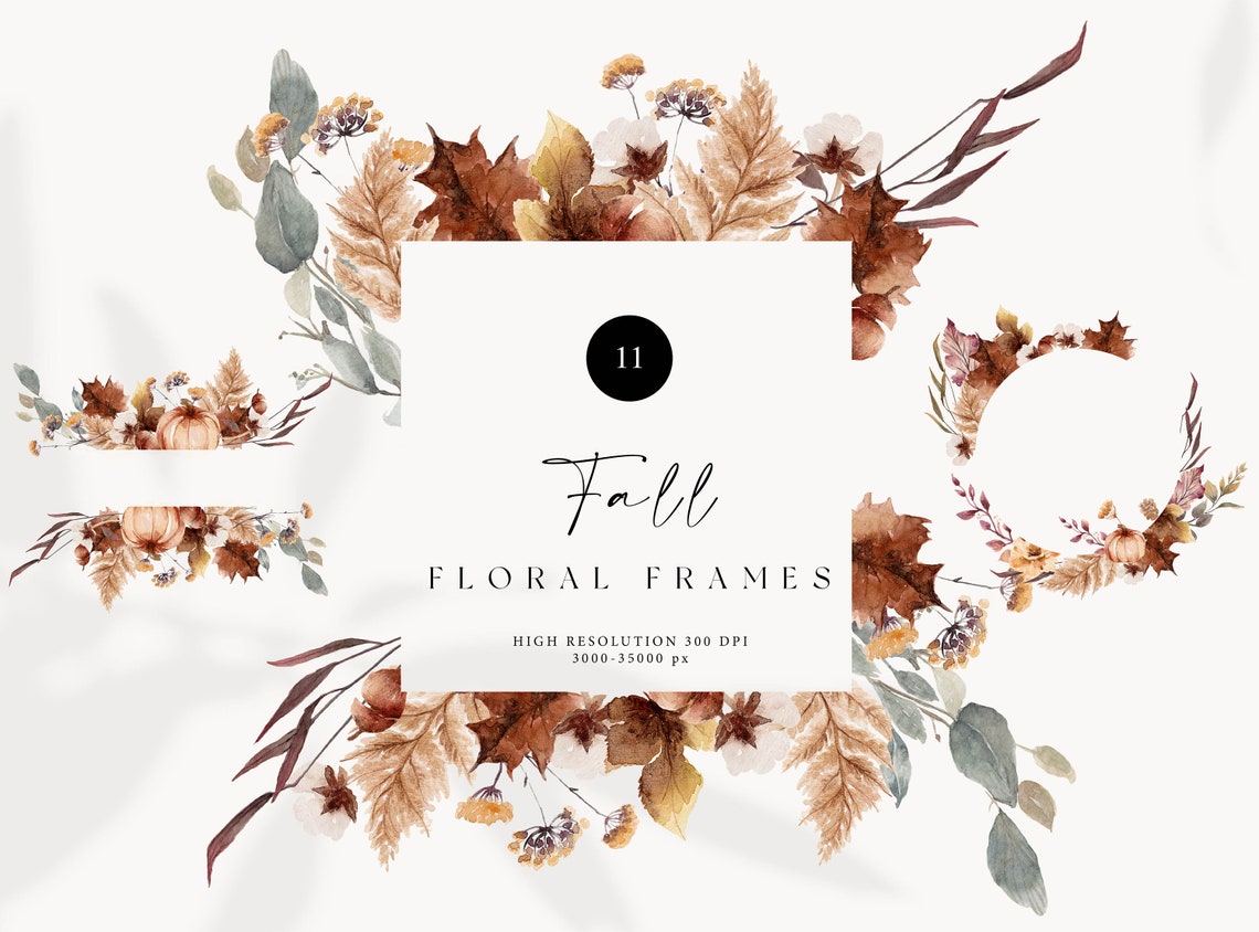 Watercolor Floral Clipart Fall Clipart Boho Clipart Floral - Etsy