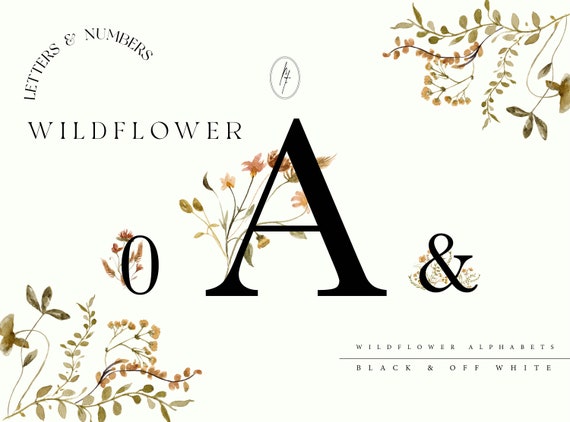 Wildflower Floral Alphabets Clipart Wildflower Letters and - Etsy