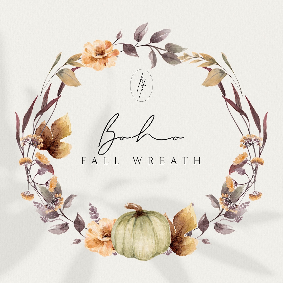 Floral Wreath Boho Fall Clipart Wedding Clipart Fall - Etsy