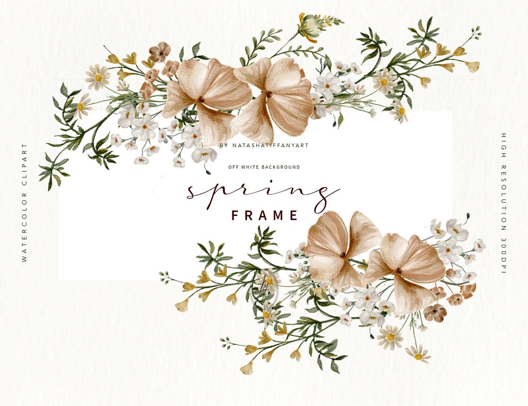 Spring Floral Clipart, Watercolor Wildflower Clipart, Boho Floral ...