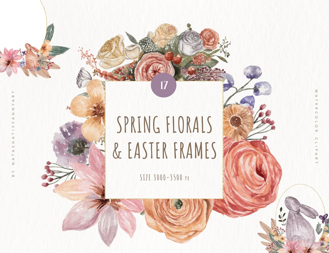 Watercolor Spring Floral Clipart,easter Frames, Floral Frames,easter ...