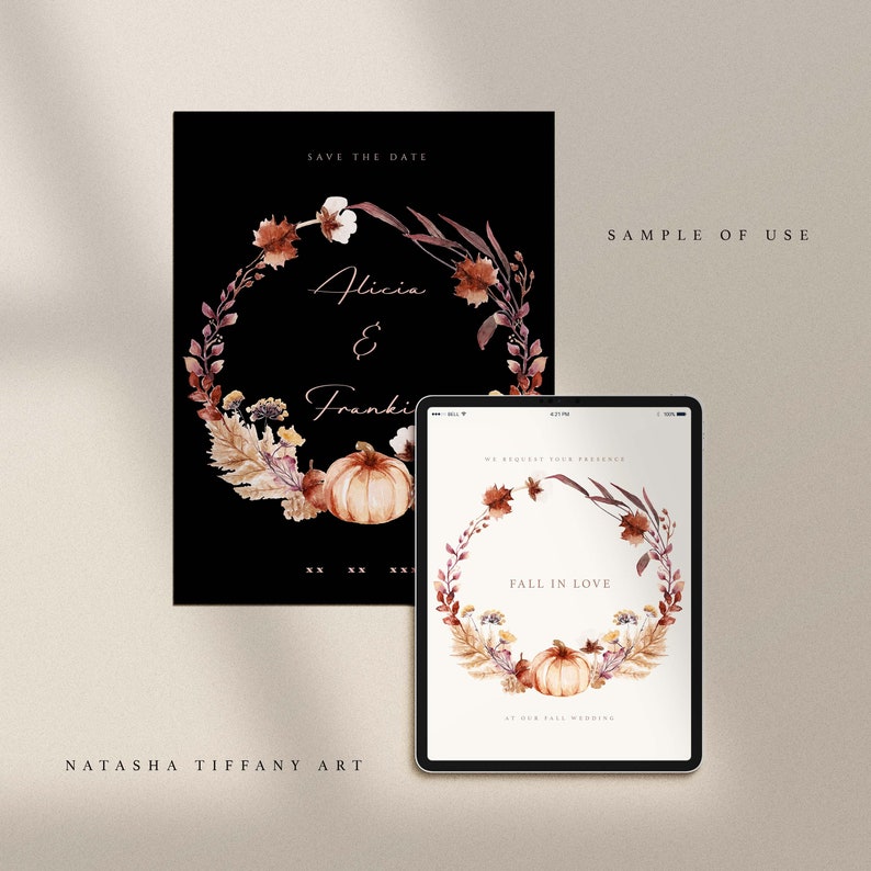 Floral Wreath Boho Fall Clipart Wedding Clipart Fall - Etsy