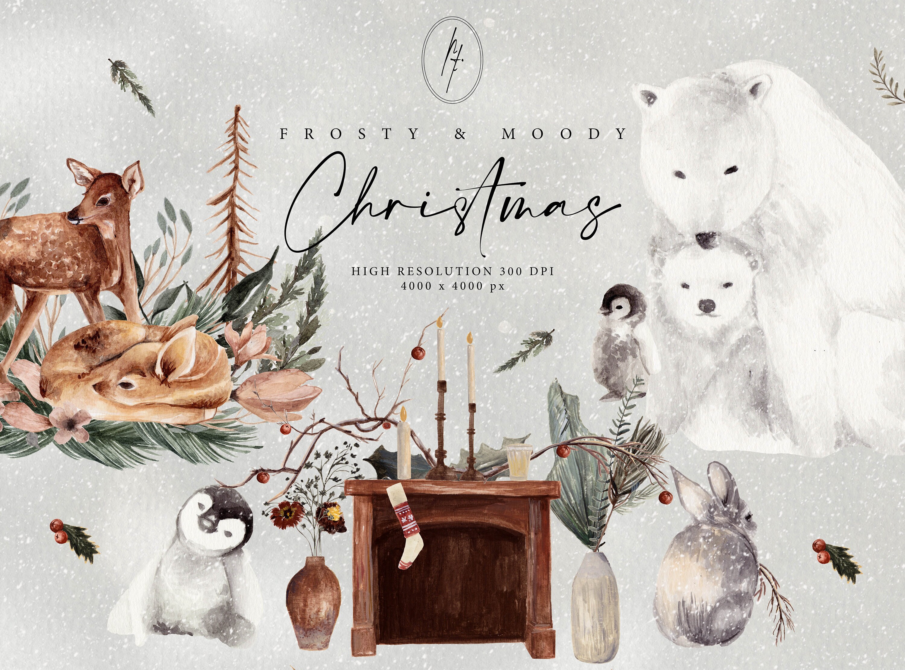 Winter Wonderland Watercolor Christmas Clipart Christmas - Etsy