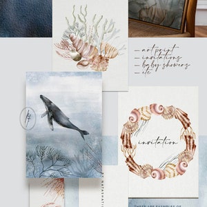 Ocean Watercolor Clipart,boho Nautical,watercolor Clipart,underwater ...