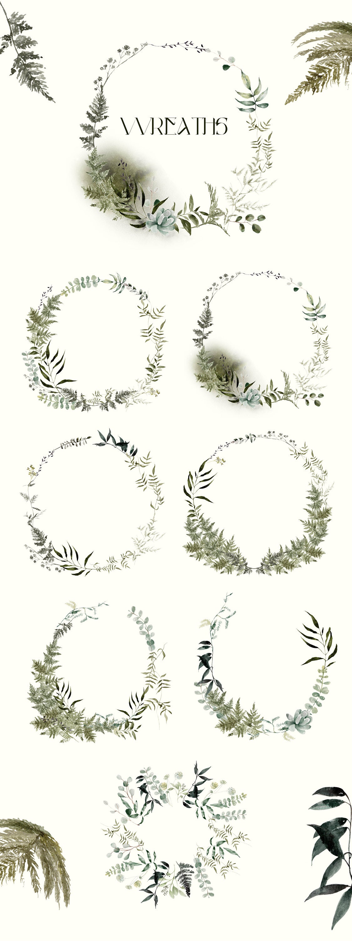 Watercolor Floral Clipart Tropical Leaves Clipart Eucalyptus | Etsy