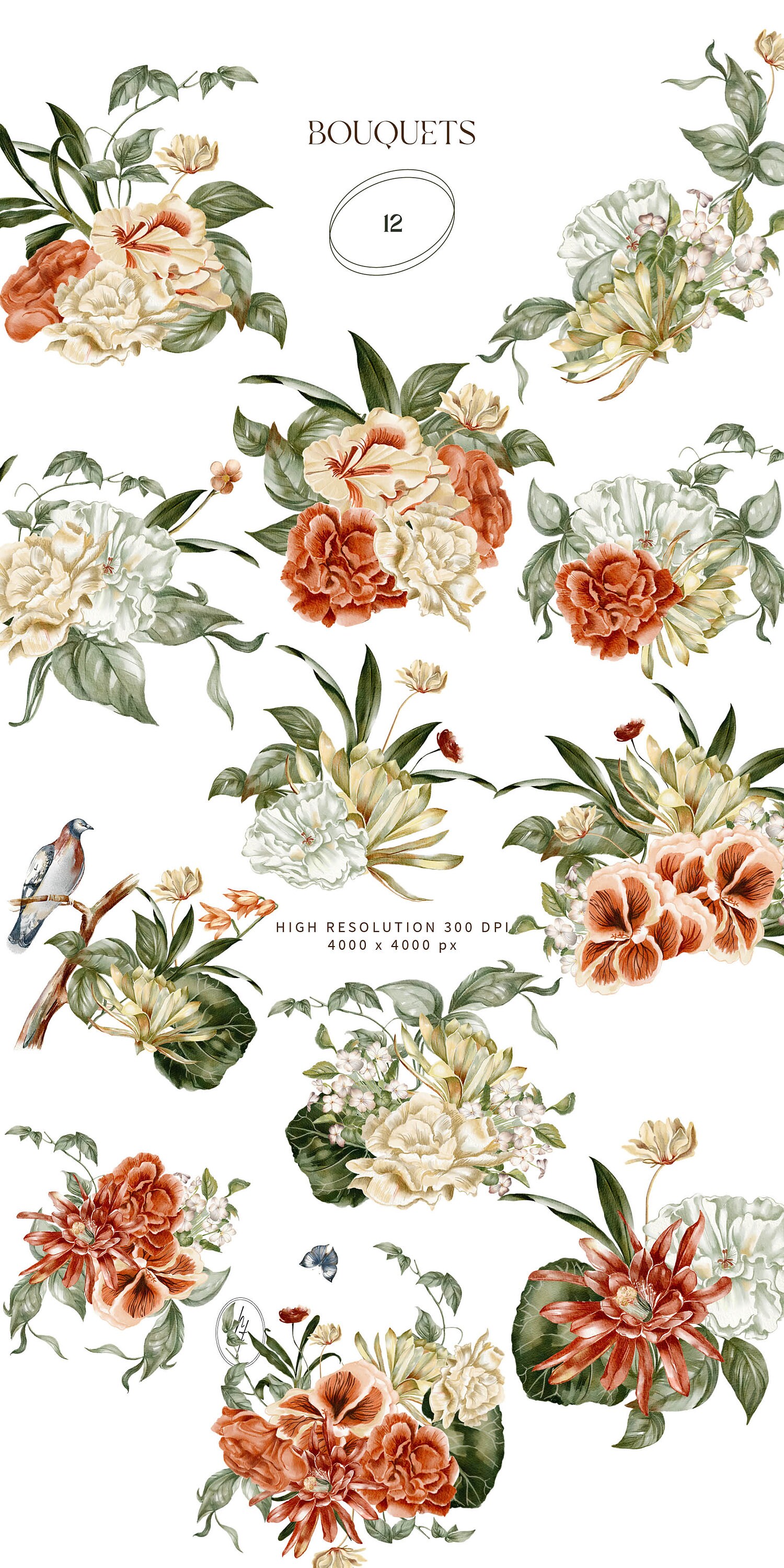 Vintage Botanical Clipartwatercolor Floral Clipartsummer - Etsy