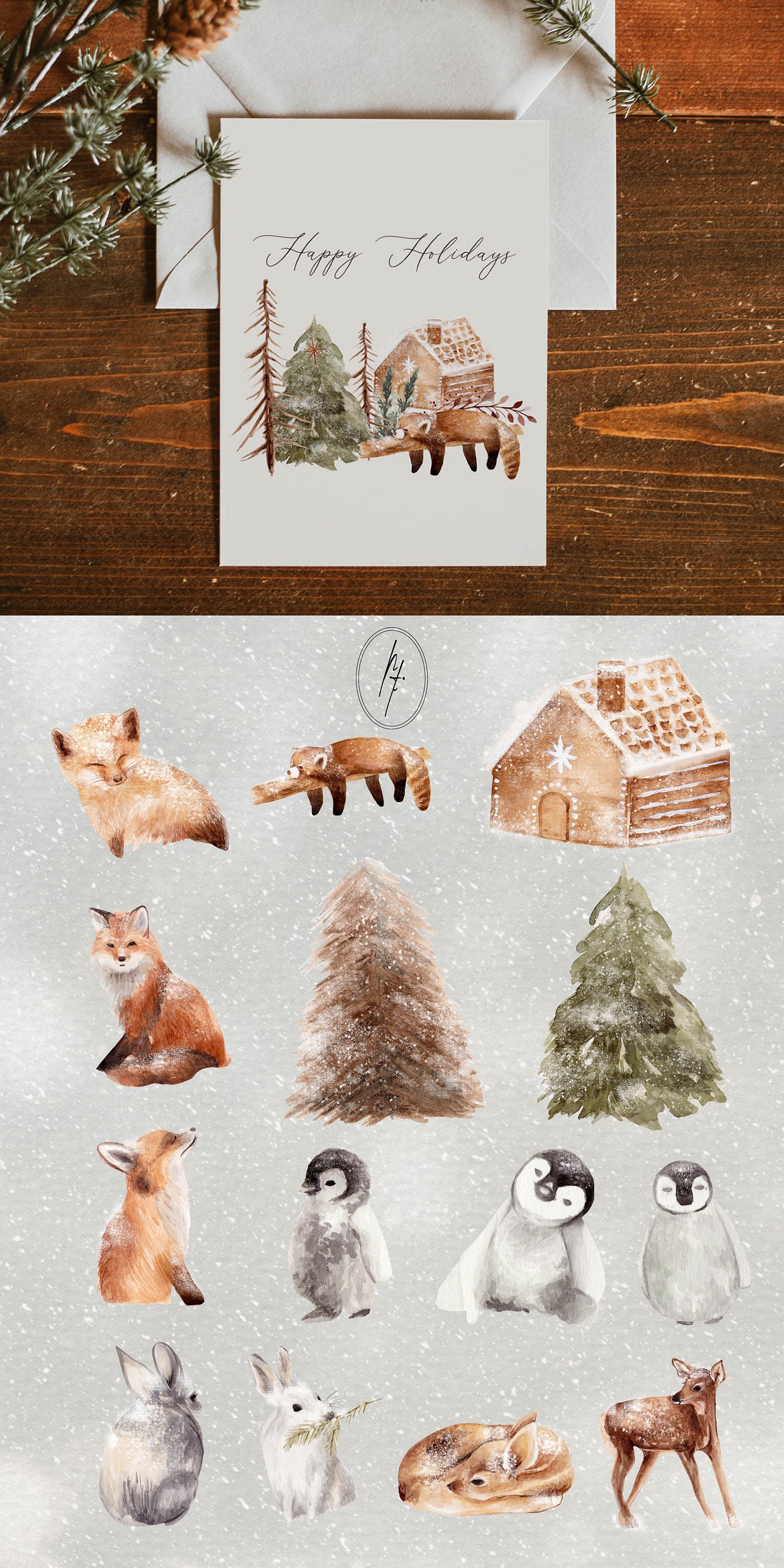 Winter Wonderland Watercolor Christmas Clipart Christmas - Etsy