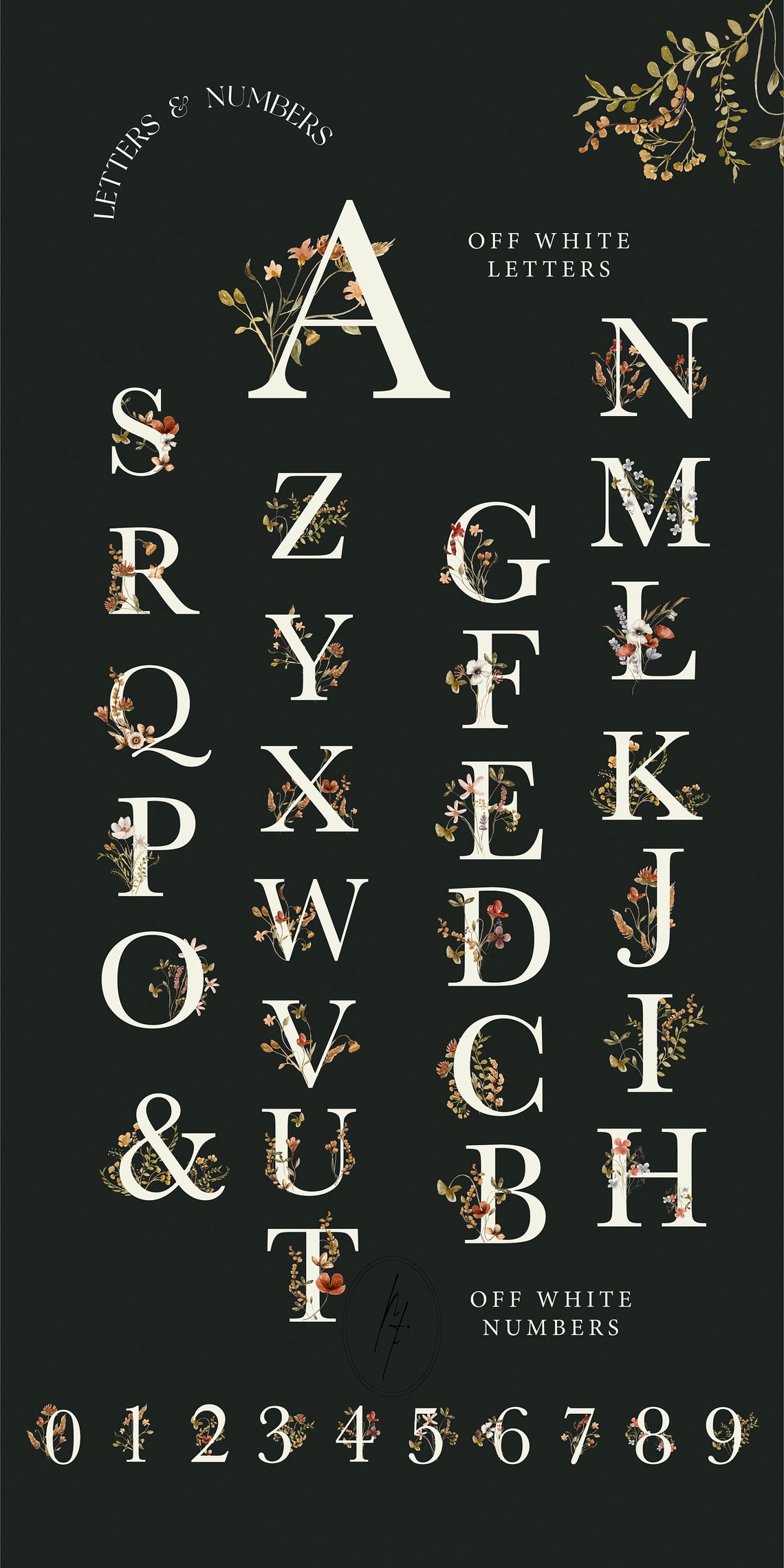 Wildflower Floral Alphabets Clipart Wildflower Letters and - Etsy