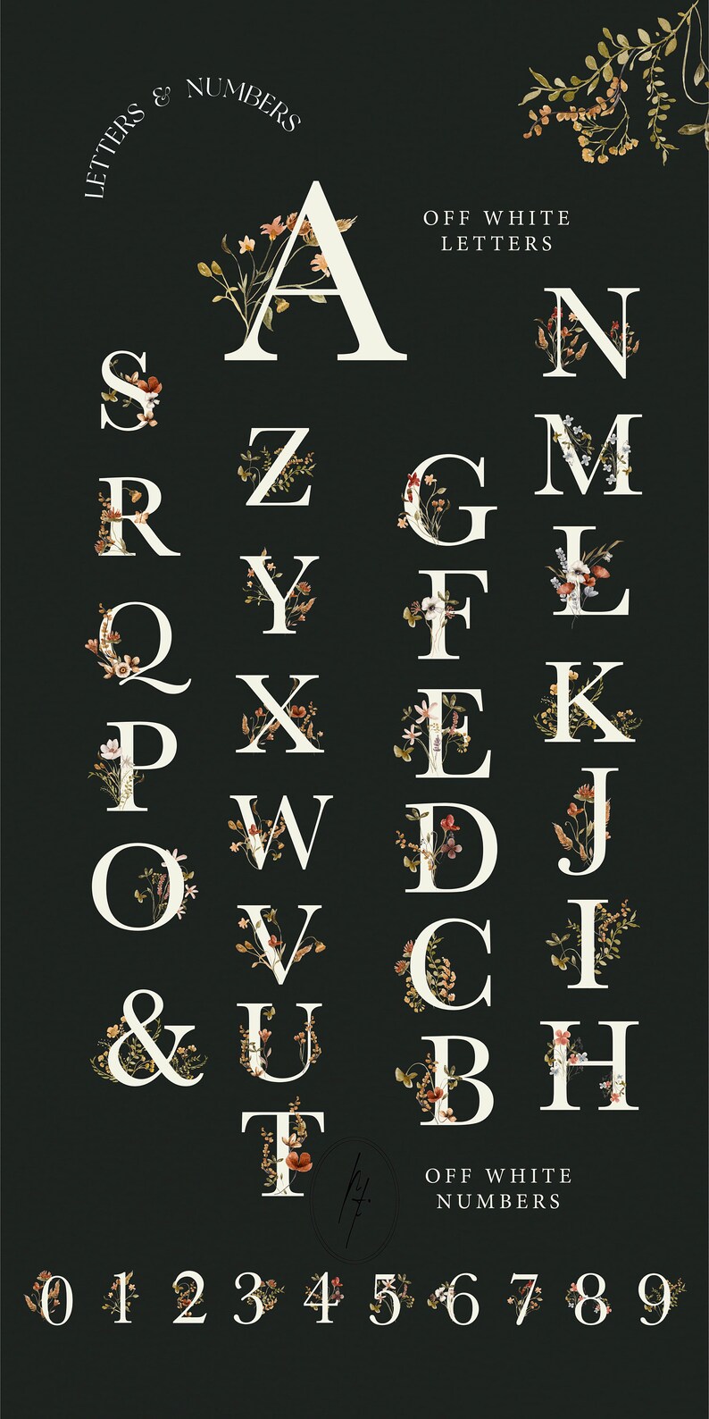 Wildflower Floral Alphabets Clipart Wildflower Letters and - Etsy