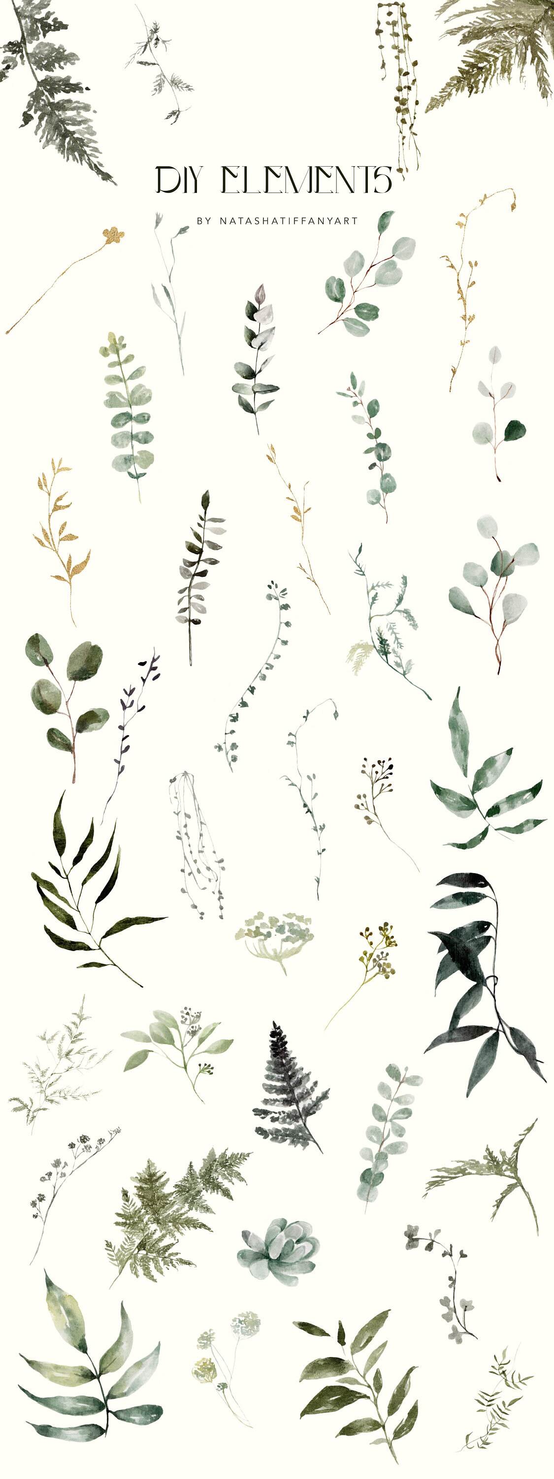 Watercolor Floral Clipart Tropical Leaves Clipart Eucalyptus | Etsy