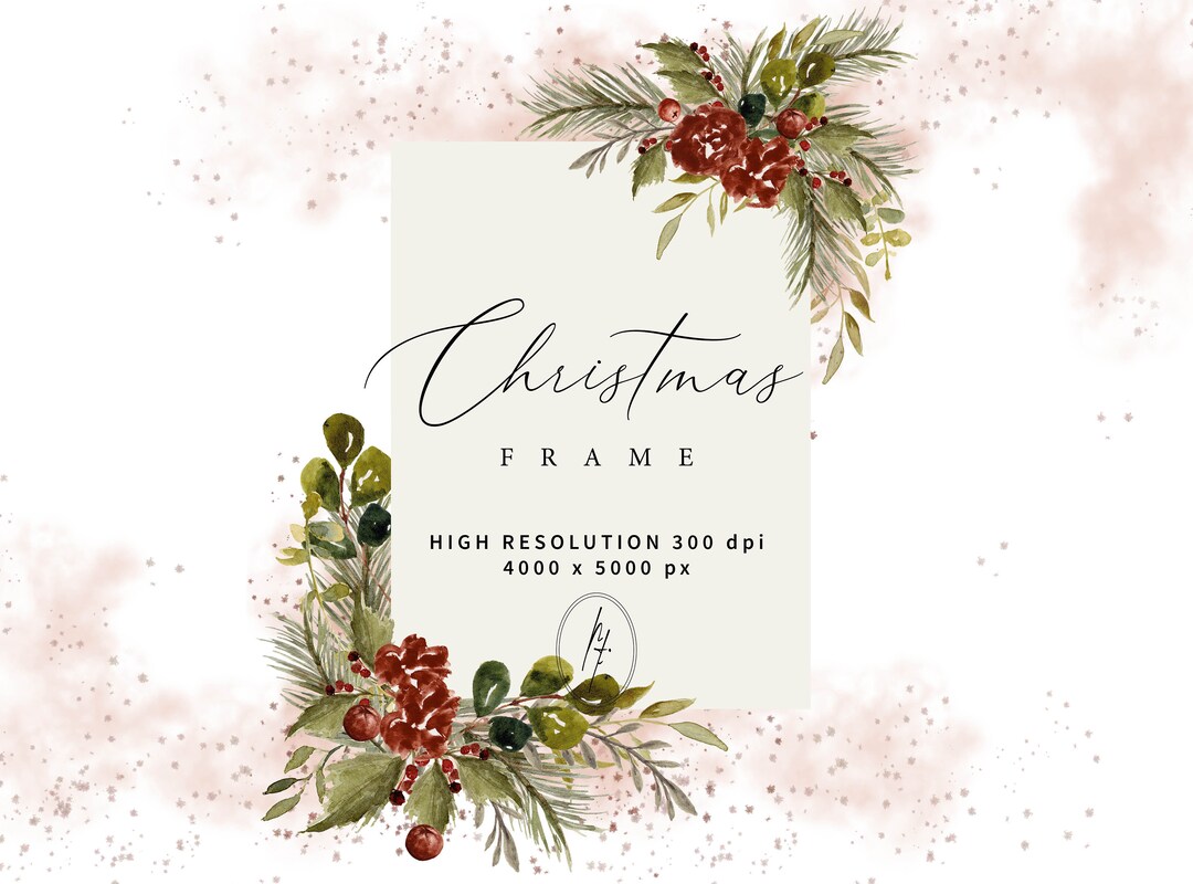 Watercolor Christmas Clipart Christmas Frame Christmas - Etsy