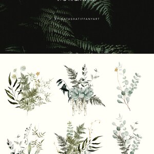 Watercolor Floral Clipart, Tropical Leaves Clipart, Eucalyptus Clipart ...