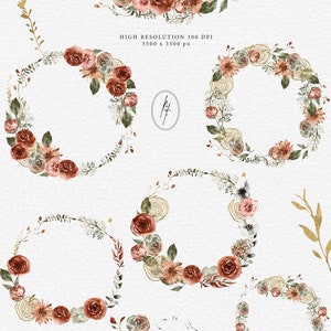 Burgundy Floral Watercolor Clipart, Valentine Clipart, Floral Wreath ...