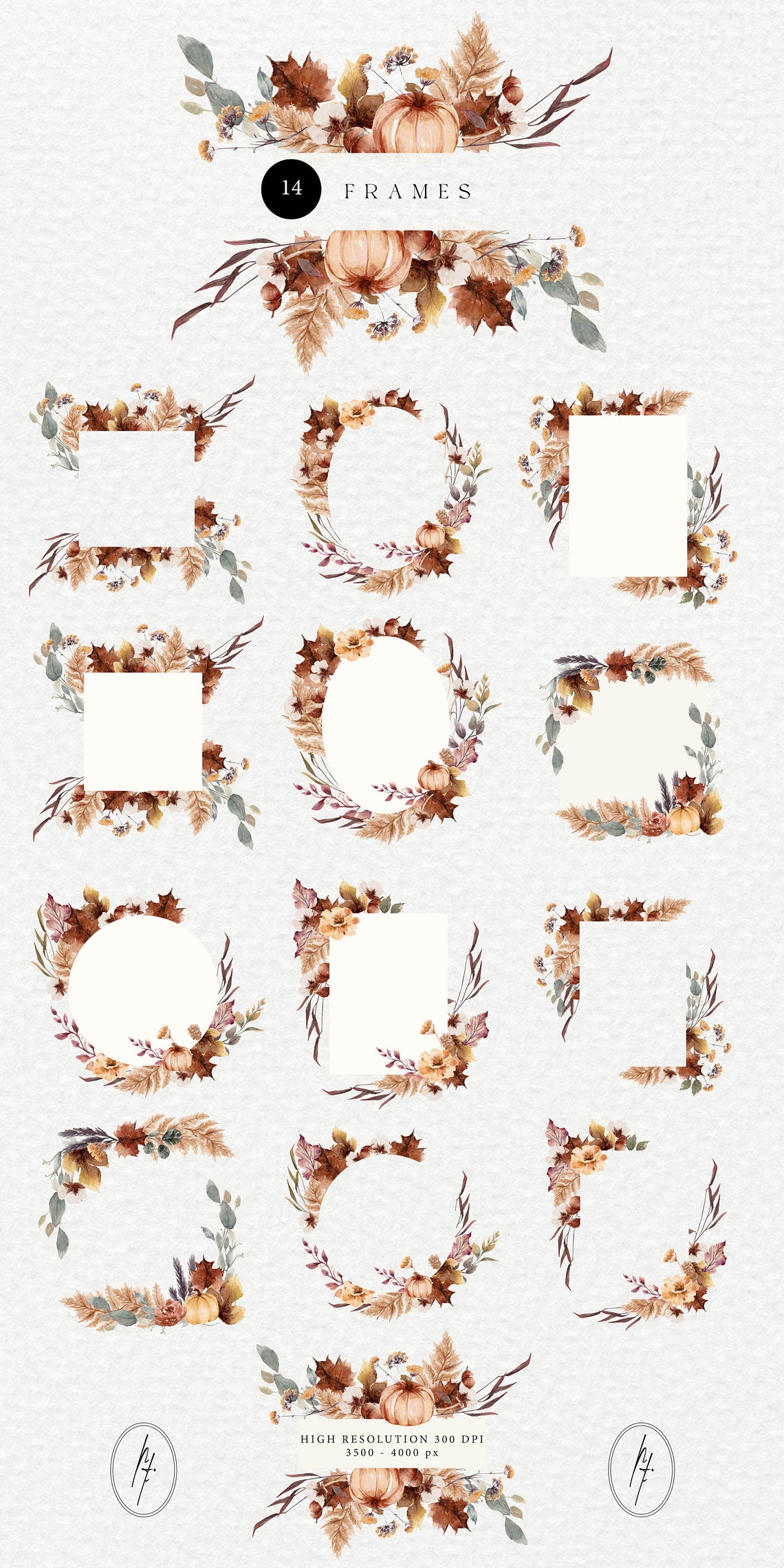 Watercolor Floral Clipart Fall Clipart Boho Clipart - Etsy