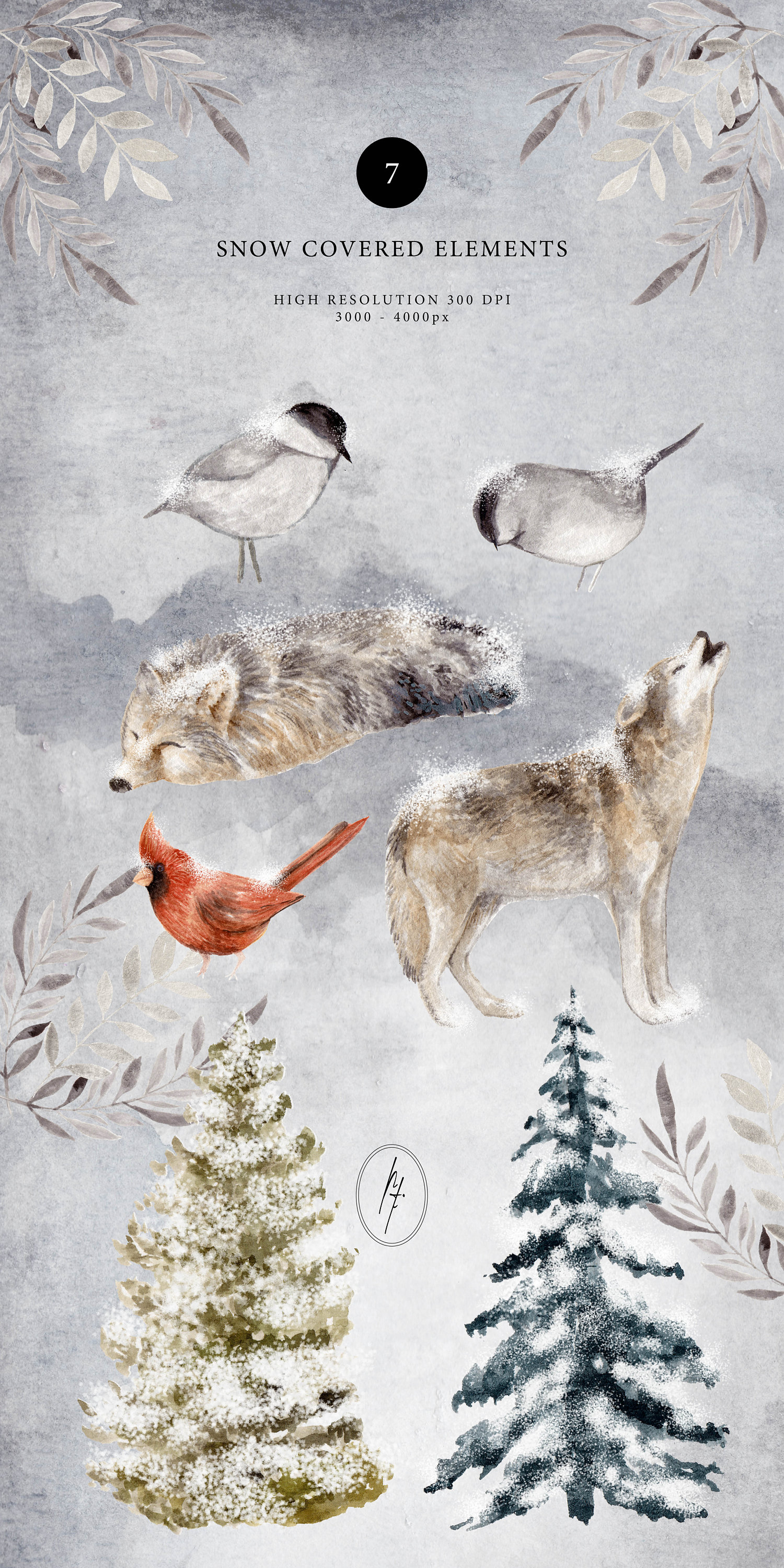 Watercolor Christmas Clipart Winter Wonderland Christmas - Etsy