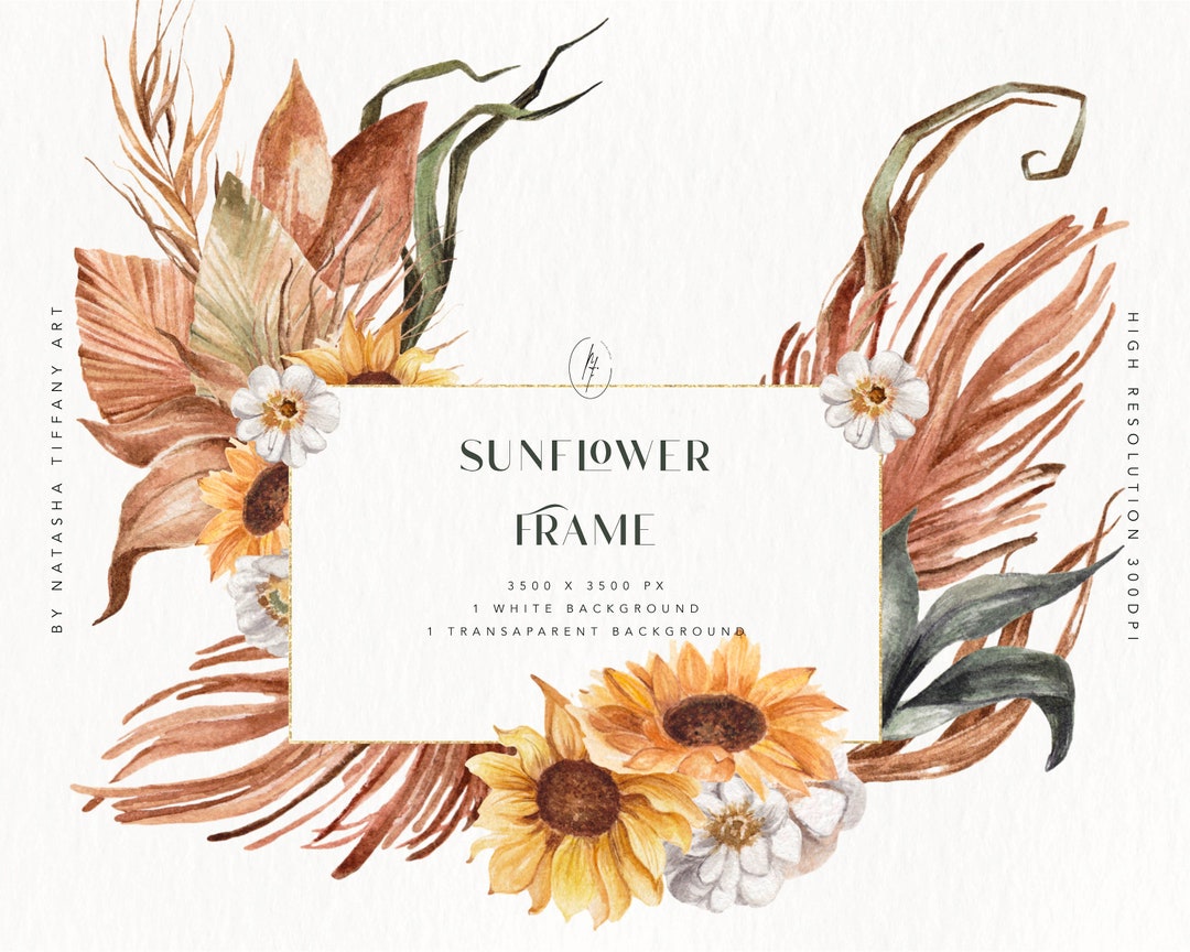 Boho Frame Clipart,sunflower Frame,sunflower Clipart,summer Wedding ...