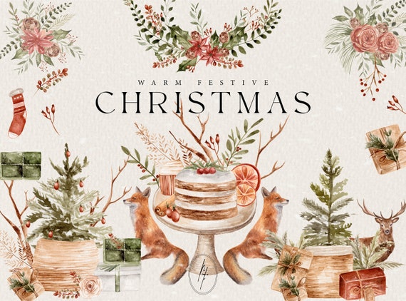 Watercolor Christmas Clipart Dessert Clipart Christmas | Etsy