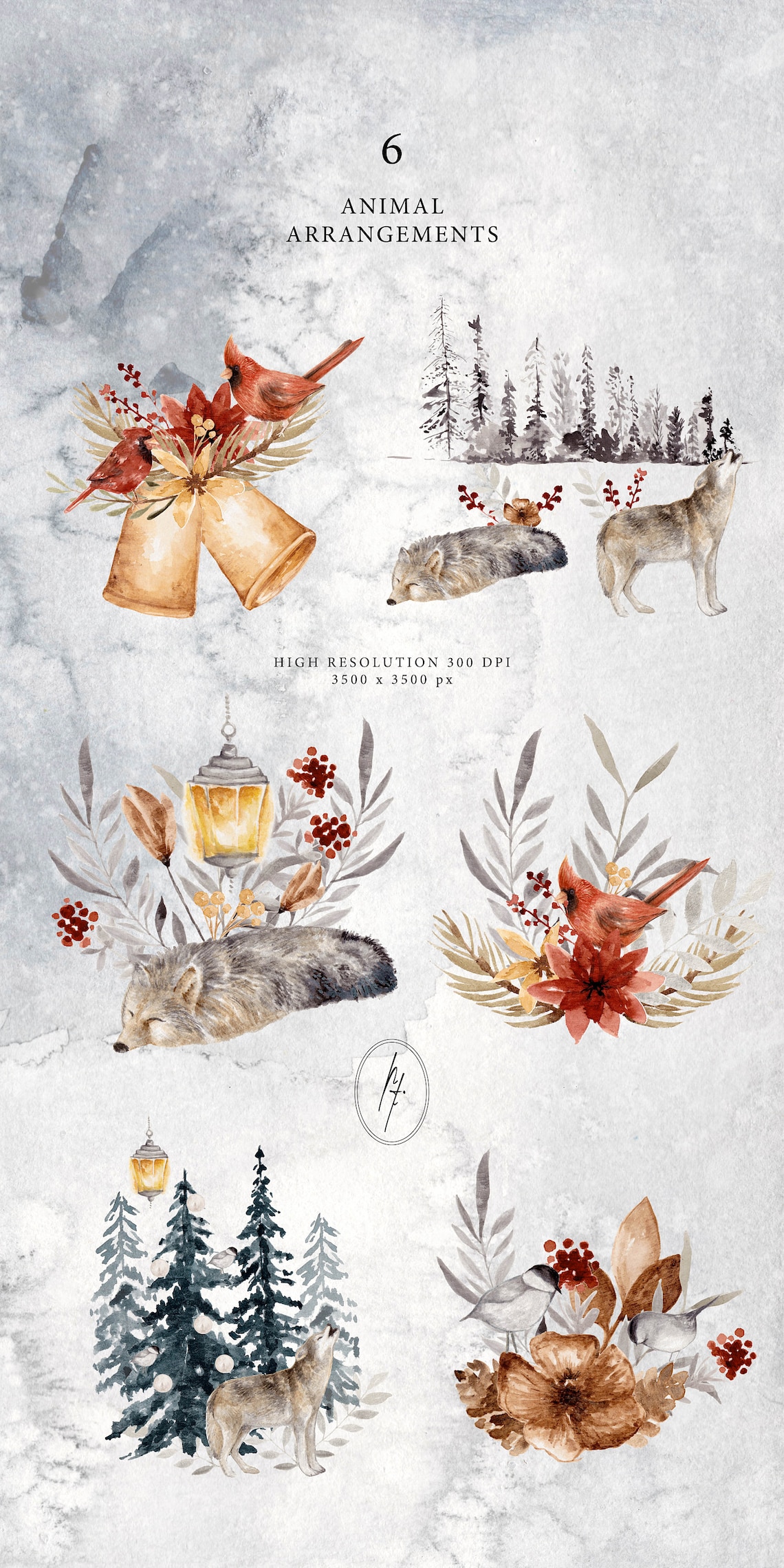 Watercolor Christmas Clipart Winter Wonderland Christmas | Etsy