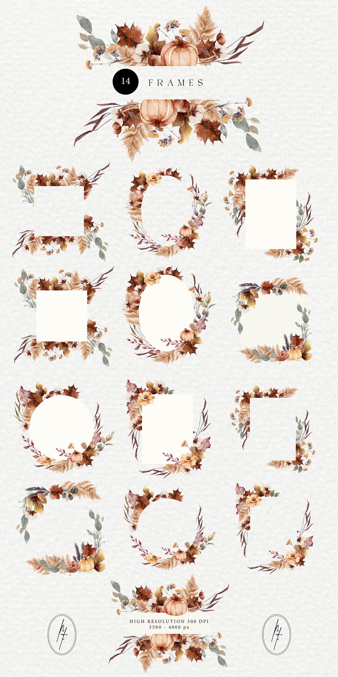 Watercolor Floral Clipart Fall Clipart Boho Clipart Floral - Etsy