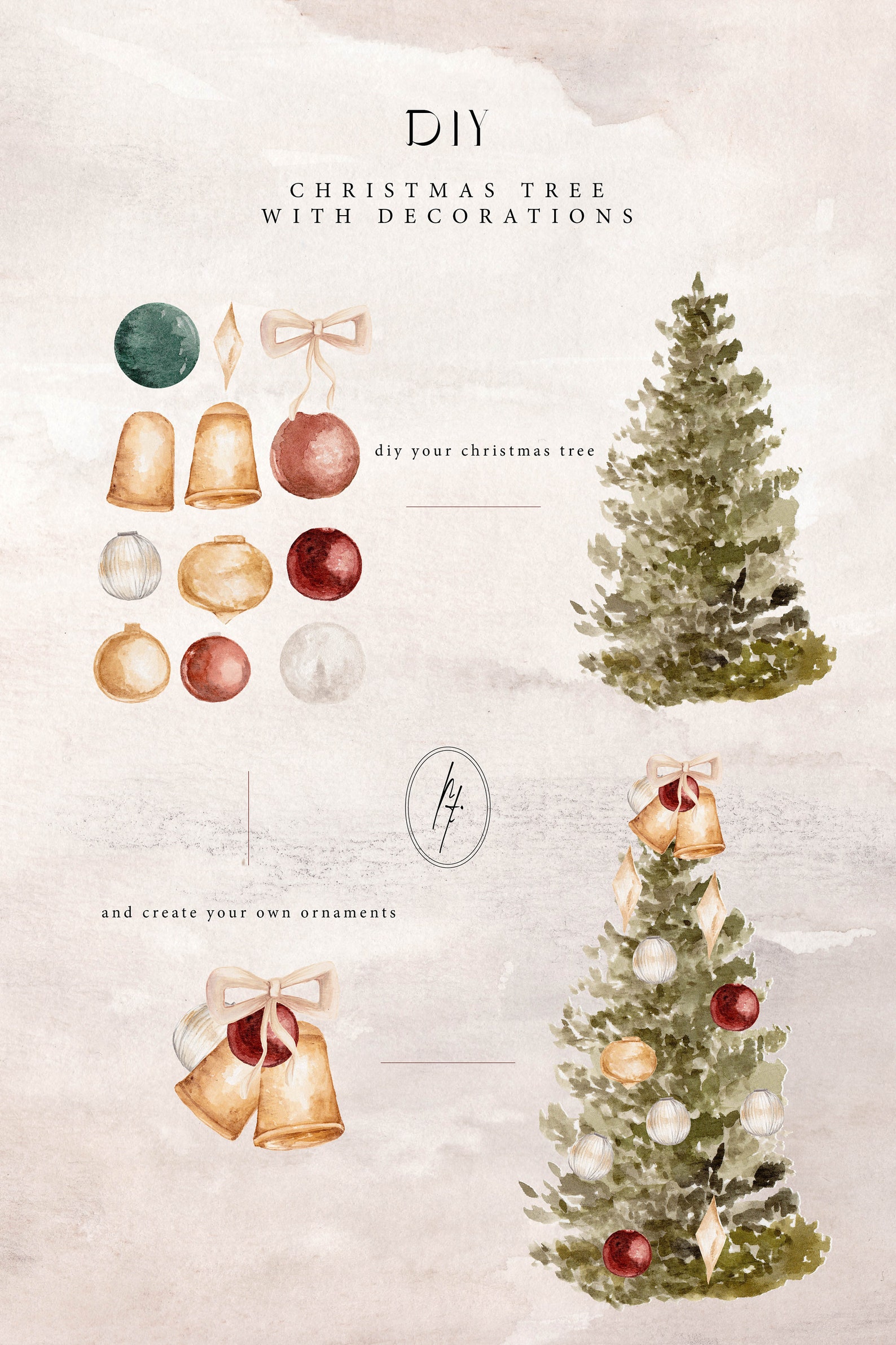 Watercolor Christmas Clipart Winter Wonderland Christmas - Etsy