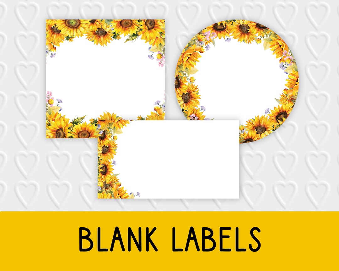 Blank Label Design Bundle Watercolor Sunflowers DIY Floral Business ...