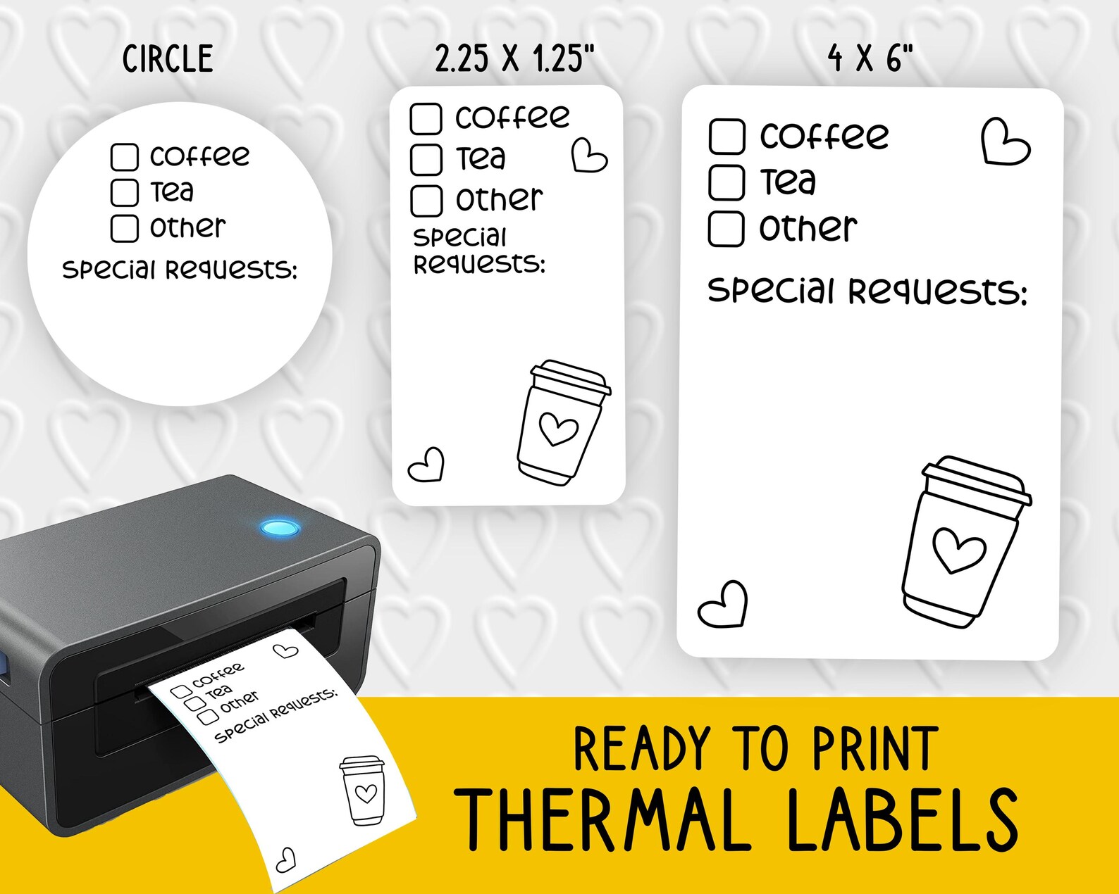 Coffee Tea Order Thermal Label Designs | Cute Stickers for Coffee Shop ...