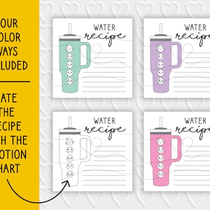 Water Recipe Cards | Inspired by Watertok | 4 Different Color Ways ...