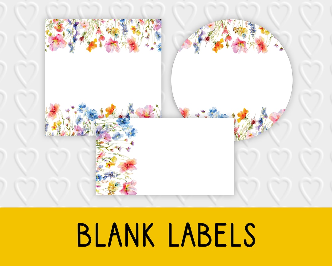 Blank Label Design Bundle | Watercolor Wildflowers | DIY Floral ...