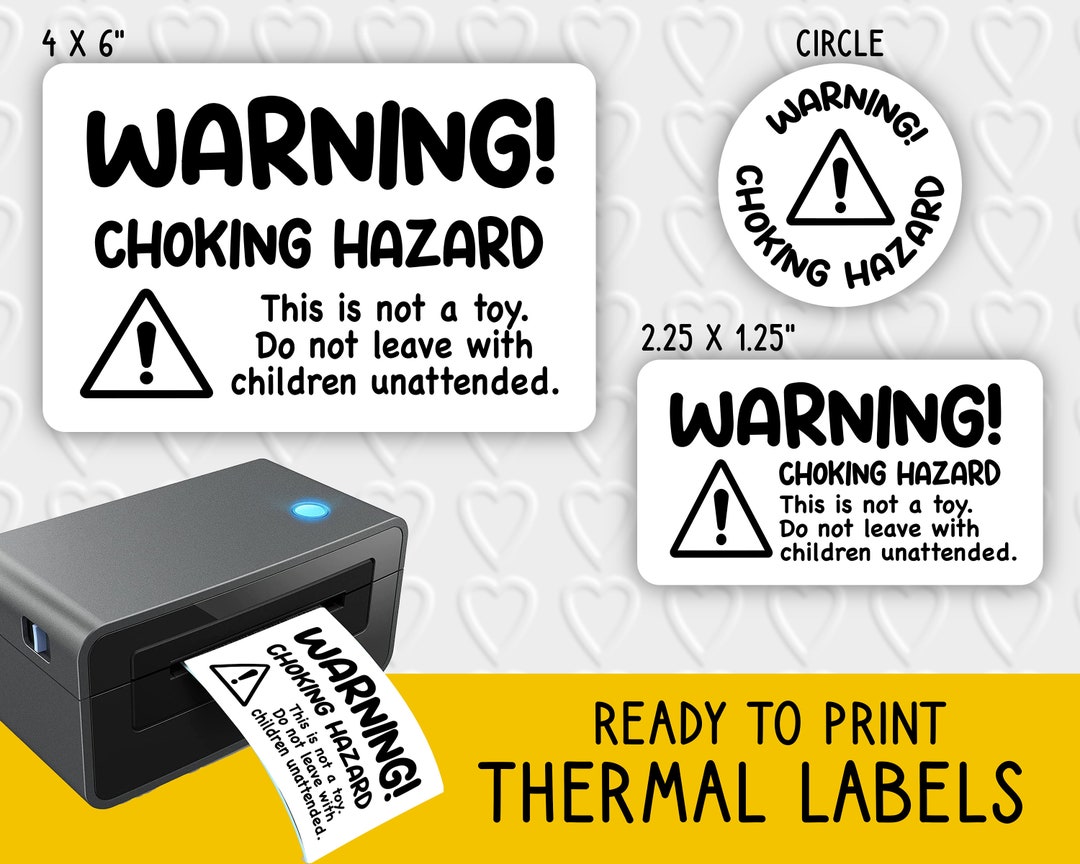 Warning Choking Hazard Thermal Label Designs | Small Business Packaging ...