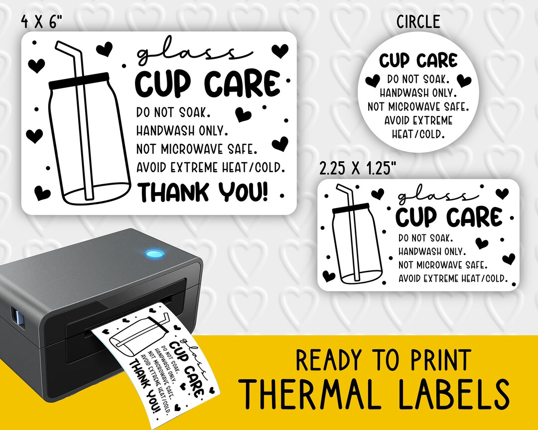Glass Can Cup Care Thermal Labels | Small Business Packaging | Libbey ...