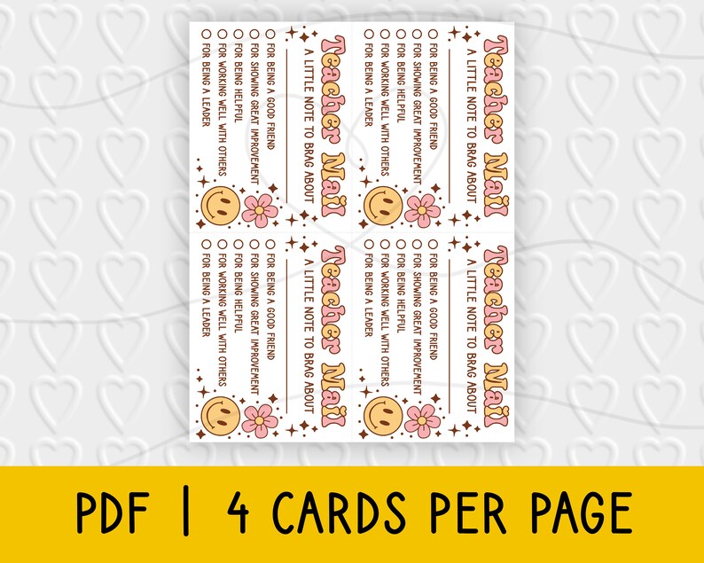 Teacher Mail Retro and Groovy Brag Cards | Positive Notes to Send Home ...