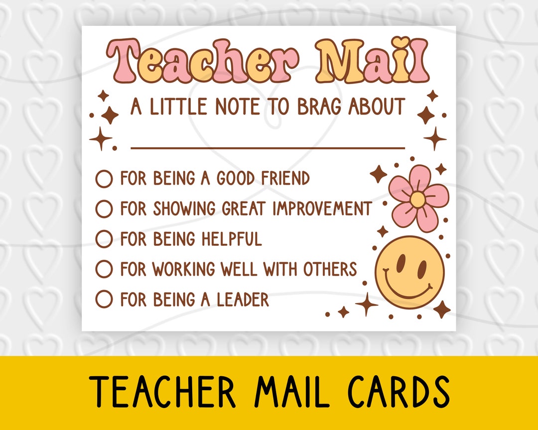 Teacher Mail Retro and Groovy Brag Cards | Positive Notes to Send Home ...