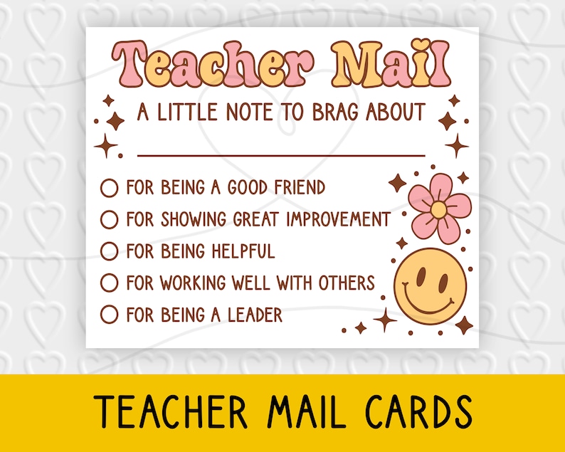 Teacher Mail Retro and Groovy Brag Cards | Positive Notes to Send Home ...