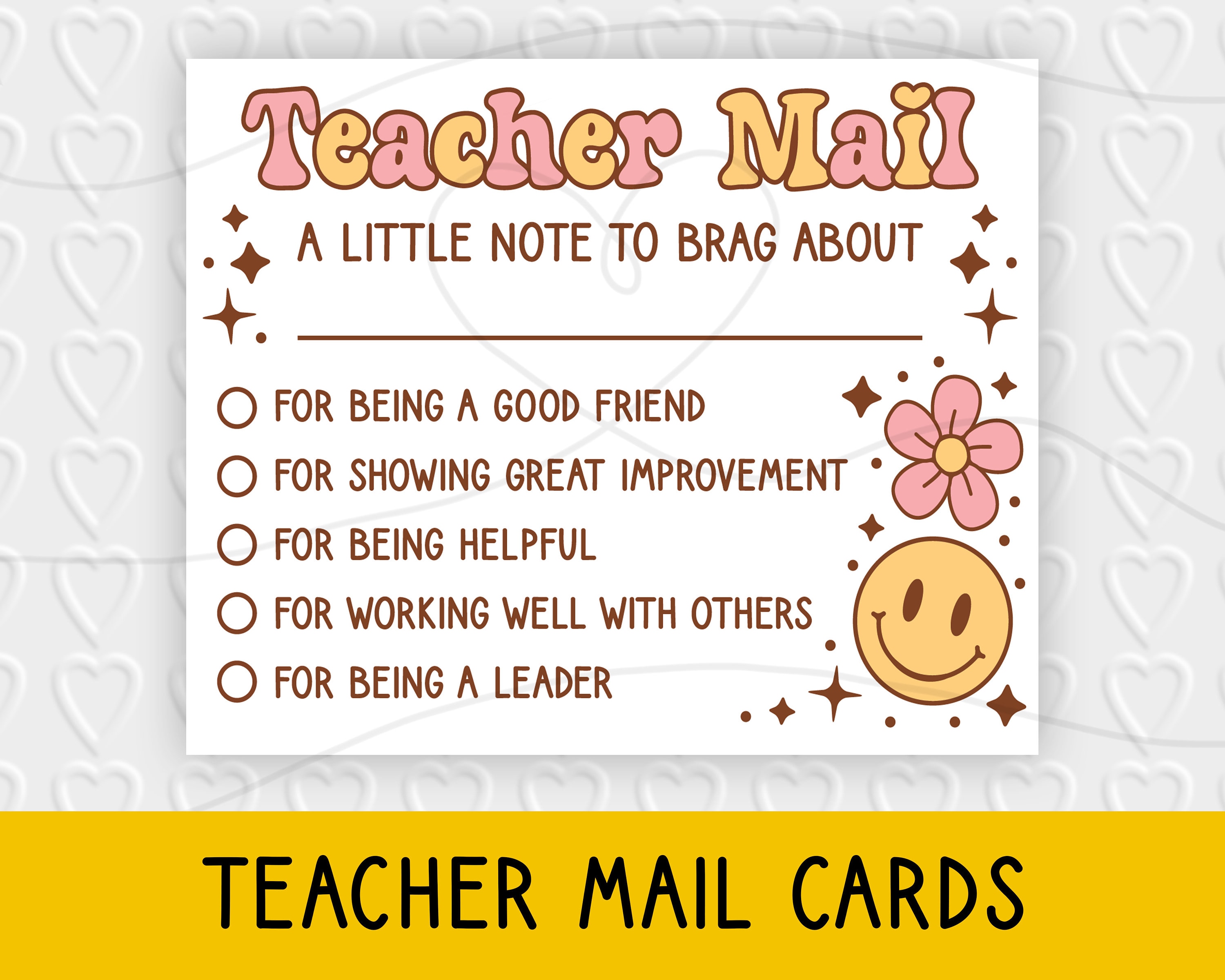 Teacher Mail Retro and Groovy Brag Cards | Positive Notes to Send Home ...