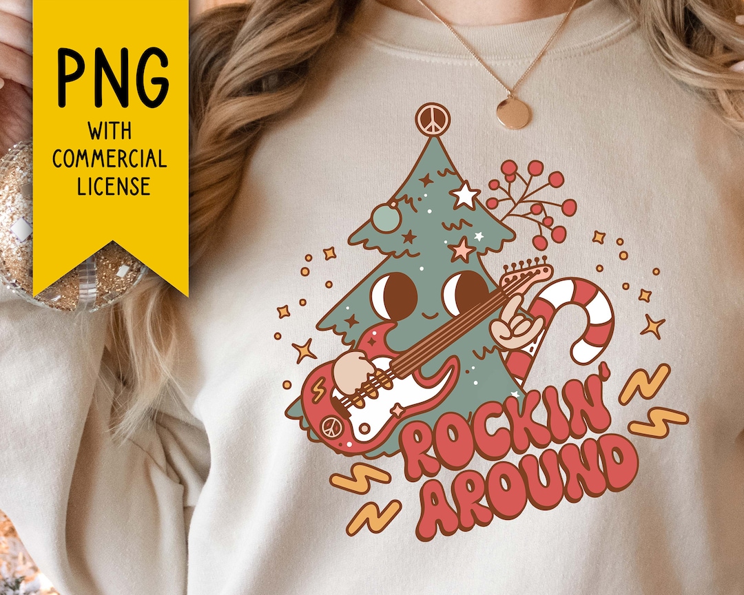 Retro Rockin' Around the Christmas Tree Digital Design | Holiday Design ...