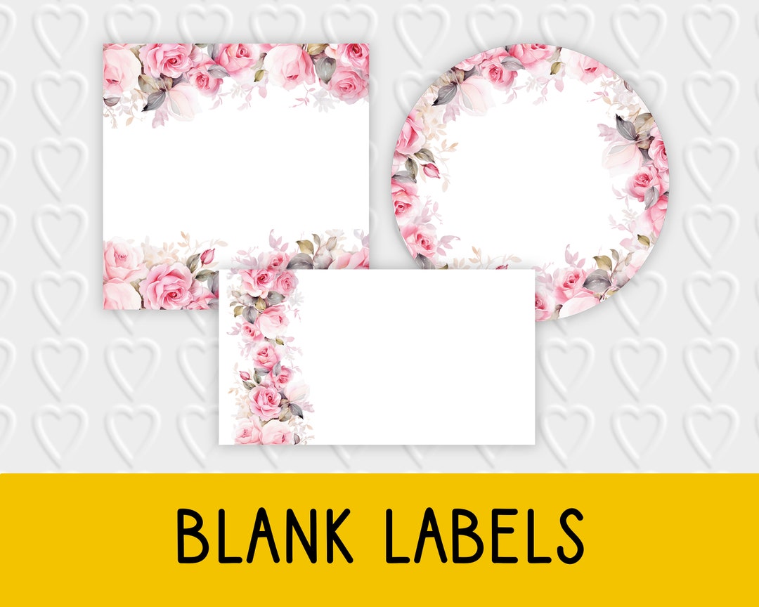 Blank Label Design Bundle | Blush Pink Watercolor Flowers | DIY Floral ...