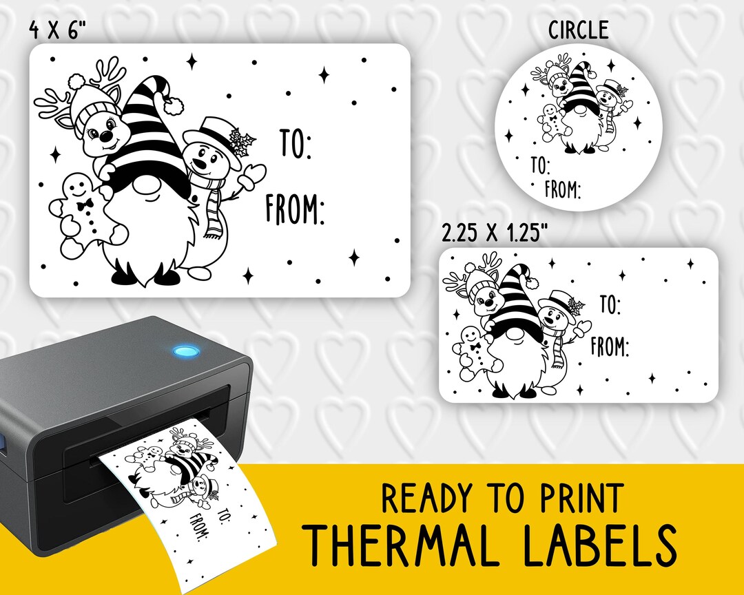 Holiday Gift Tag Gnome Thermal Label Designs | Cute Christmas Gift ...