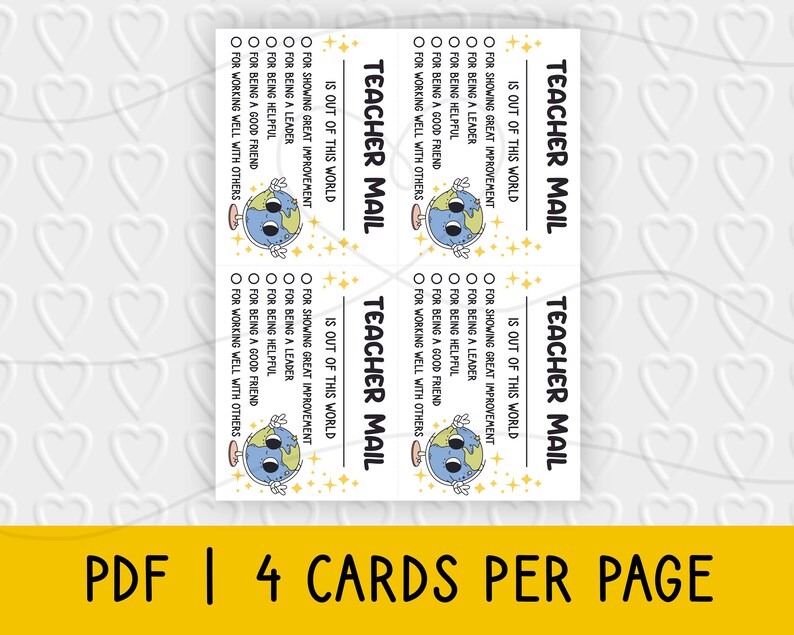 Teacher Mail Earth Globe Brag Cards | Positive Notes to Send Home | for ...