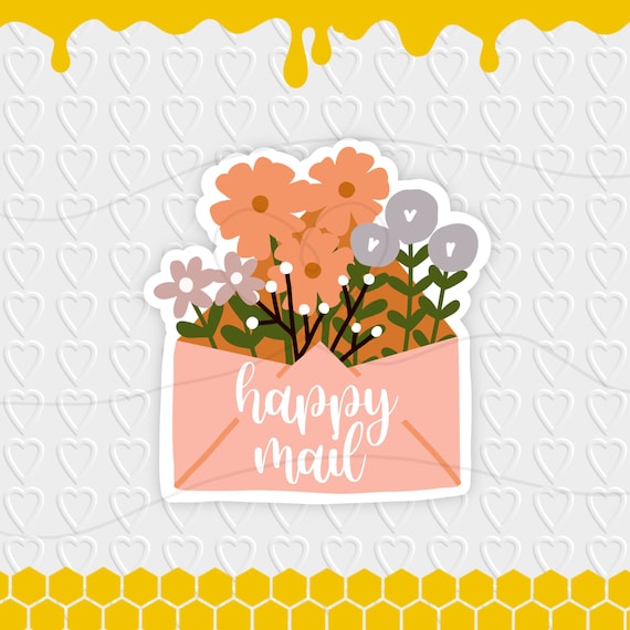Happy Mail Floral Envelope Digital Design Small Business / - Etsy