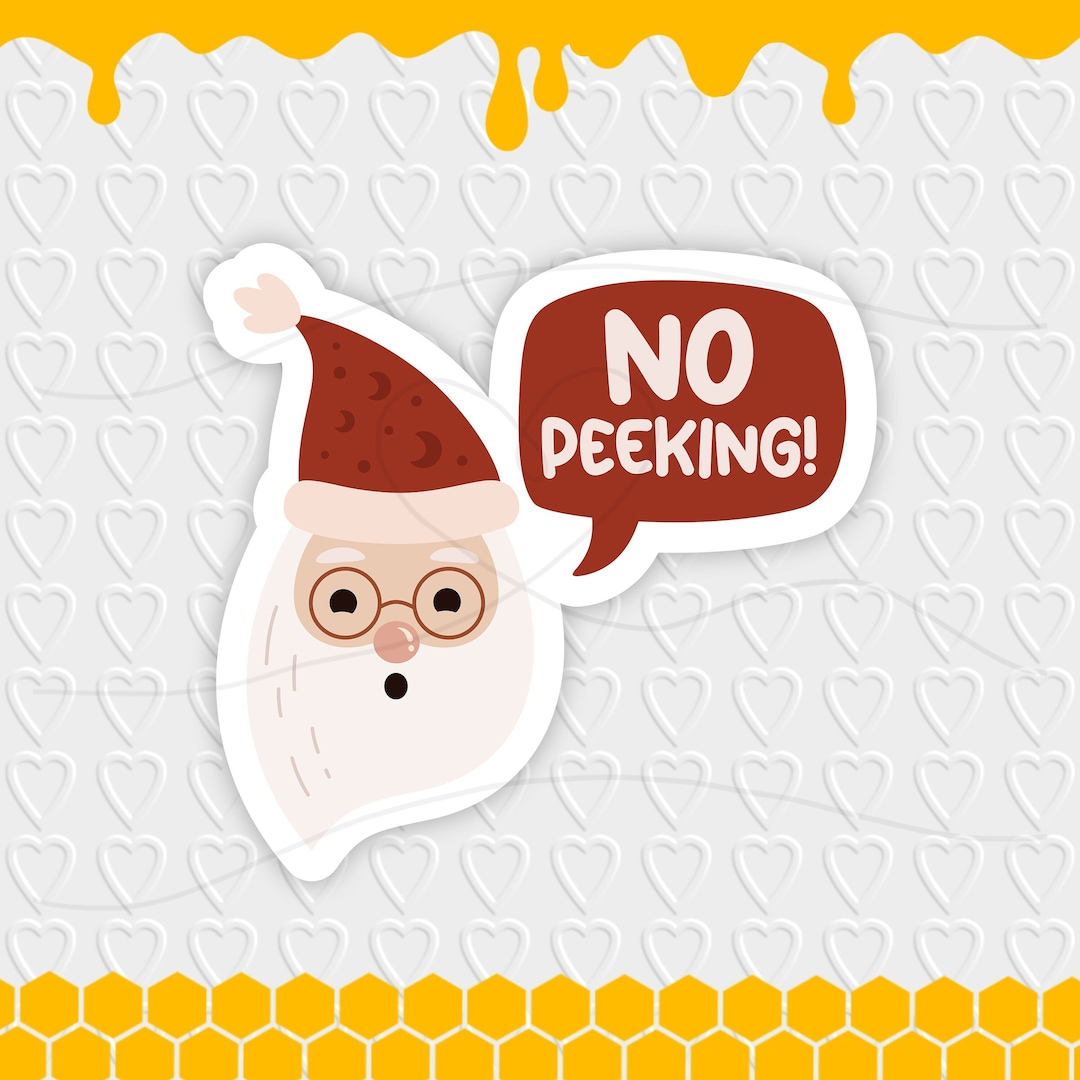 Santa Claus No Peeking Digital Design | Christmas Gift Sticker, Tag ...
