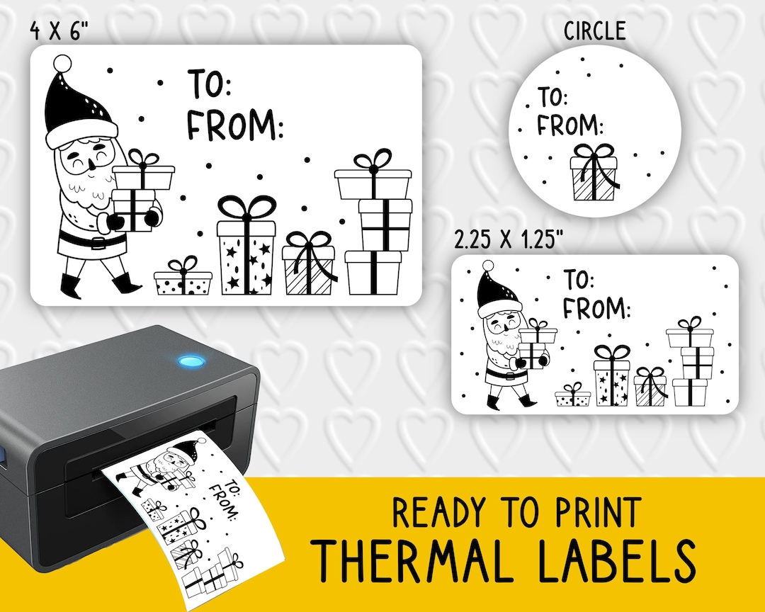 Holiday Santa Gift Tag Thermal Label Designs | Cute Christmas Gift ...