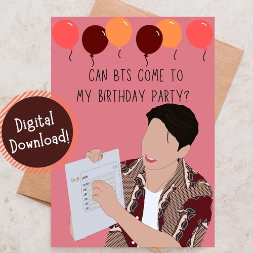 Printable BTS JK Jungkook Birthday Greeting Card Birthday - Etsy