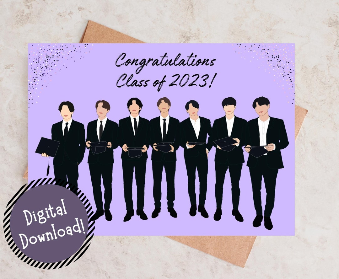 Printable BTS Congratulations Class of 2023 Purple Graduation Greeting Card, Graduation Card ...