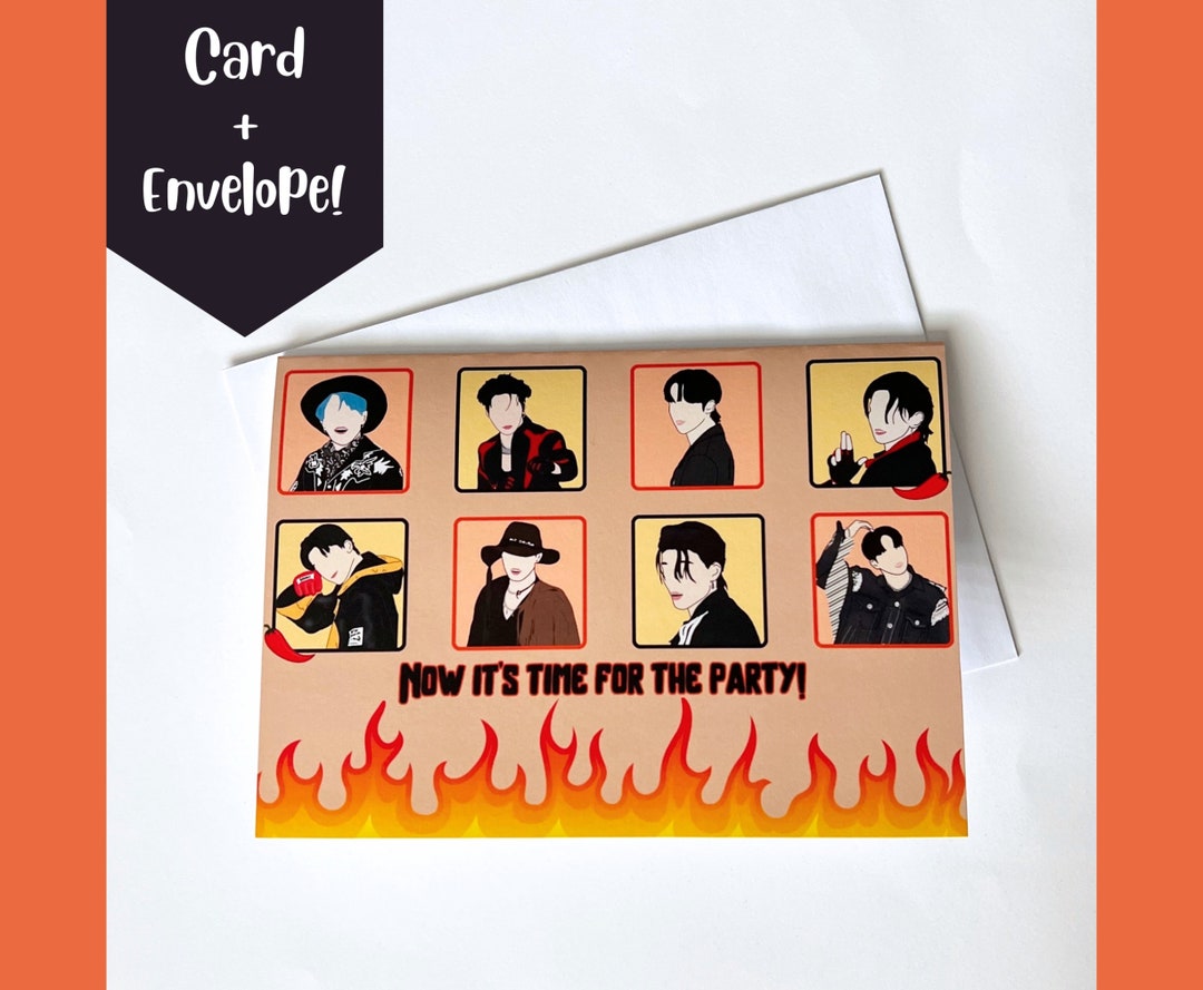 Ateez "now It's Time for the Party!" Birthday Card, Kpop Greeting Card ...