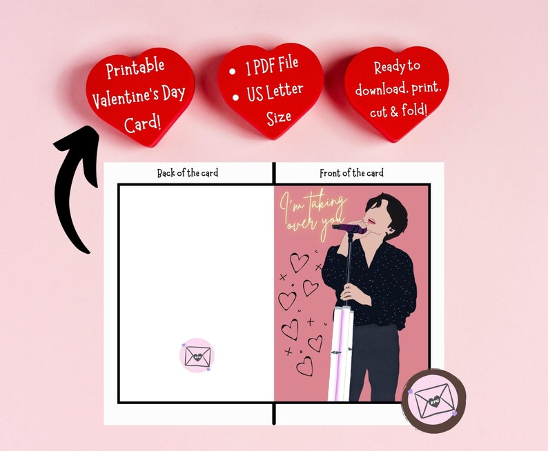 Printable BTS JK Jungkook Valentine's Day Greeting Card | Etsy
